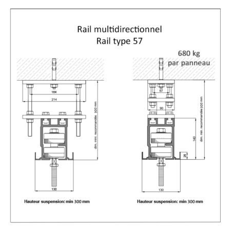Rails cloison mobile - rail pour mur mobile mono et multidirectionnel
